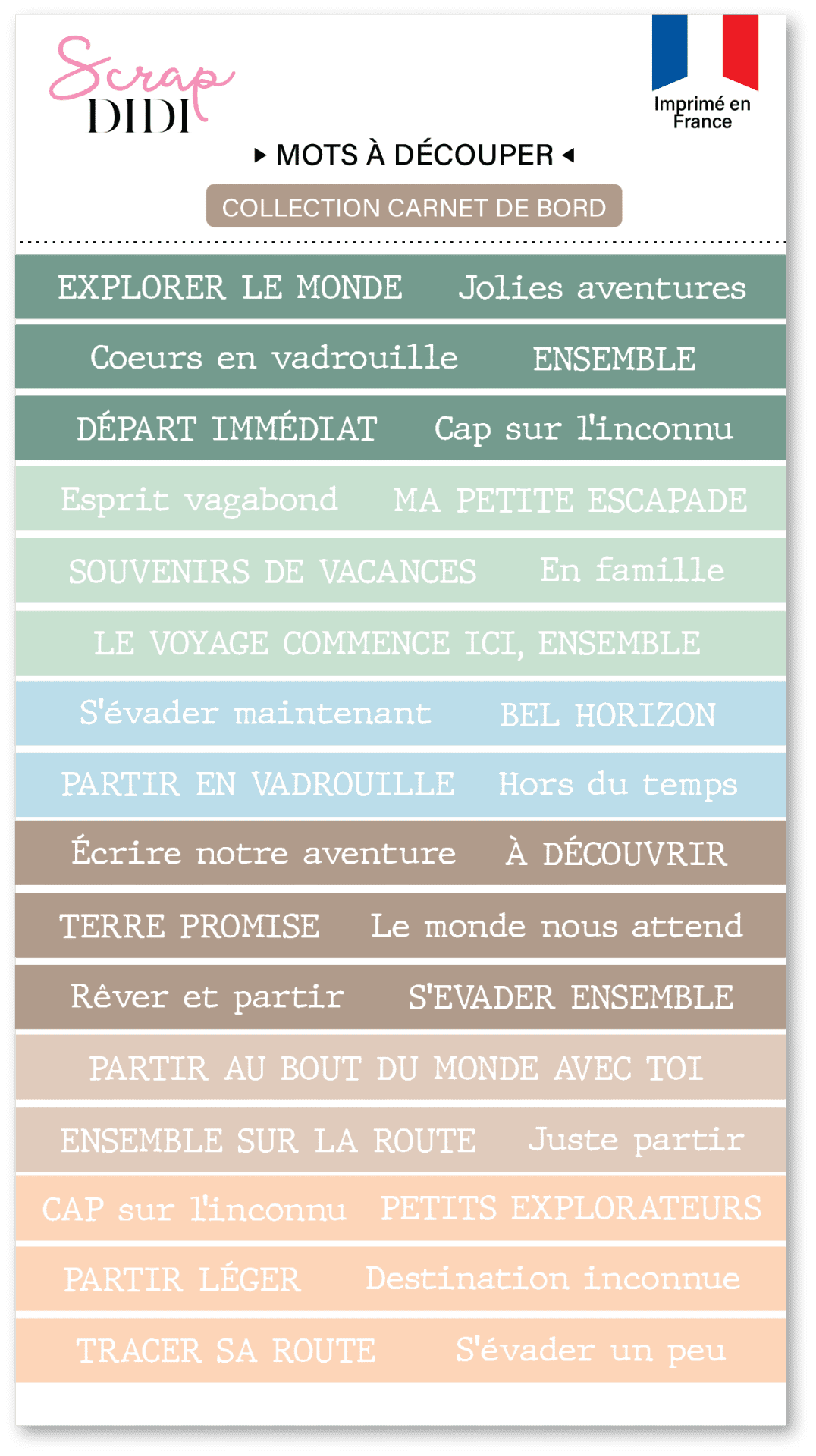Bande de mots à découper #1 – Étiquettes à découper pour scrapbooking ...