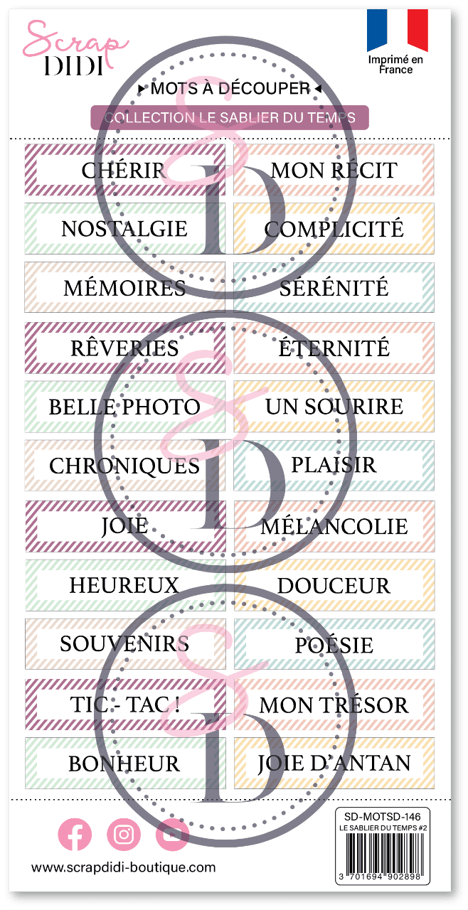 Bande de mots à découper #2 - Le sablier du temps