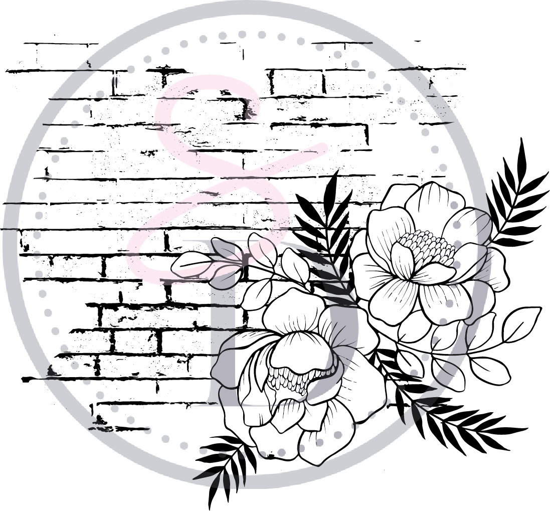 Tampon Mur grunge & fleurs